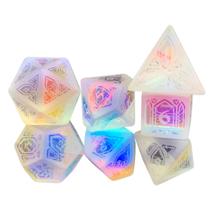Level up Dice - Polyhedral Set (7) - Cathedral Raised Holographic ...